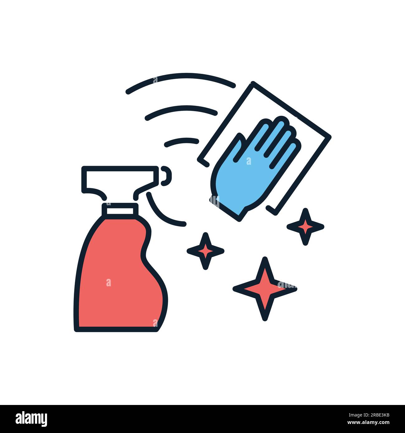 Cleaning related vector icon. Disinfectant Spray and Hand with a Wipe ...
