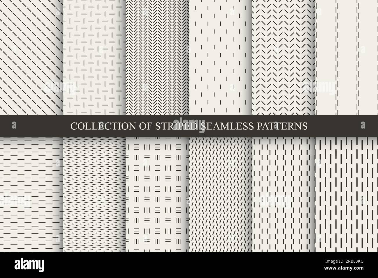 Collection of minimalistic striped seamless patterns. Beige endless ...