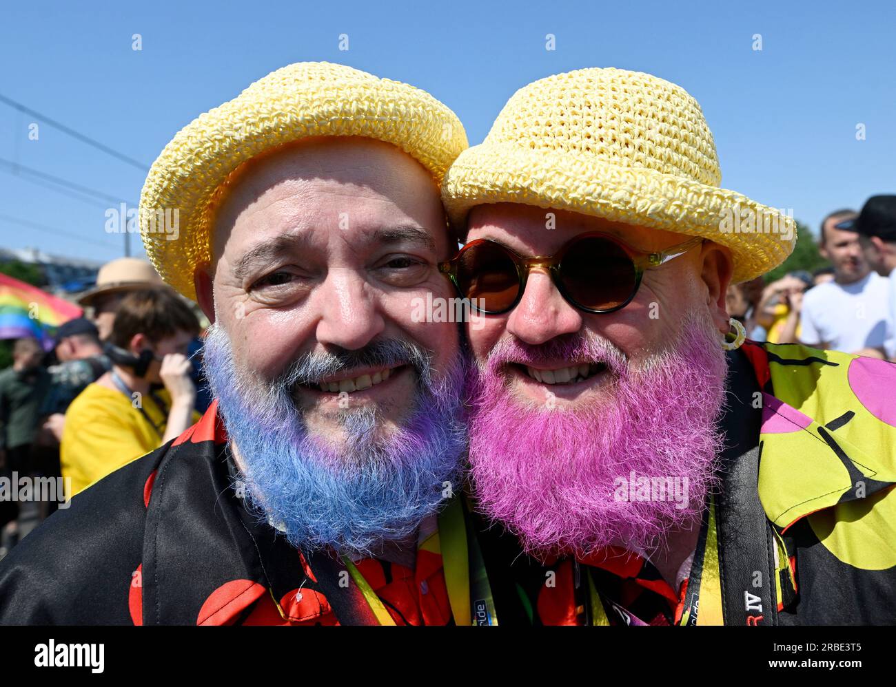 Cologne, Germany. 09th July, 2023. Colorfully dressed participants ...