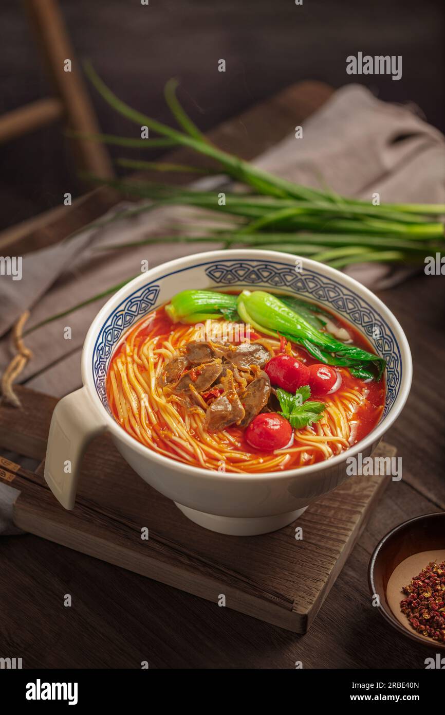 Rice Noodles with Chicken Giblets Stock Photo - Alamy