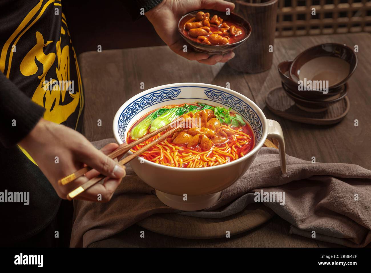 A bowl of Pork Intestines Noodles Stock Photo - Alamy