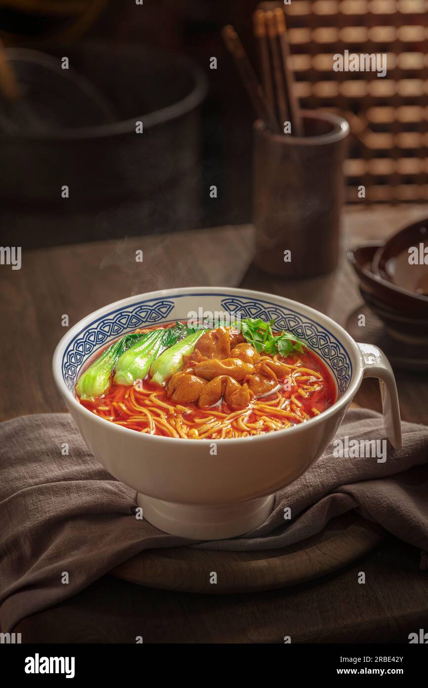 A bowl of Pork Intestines Noodles Stock Photo - Alamy