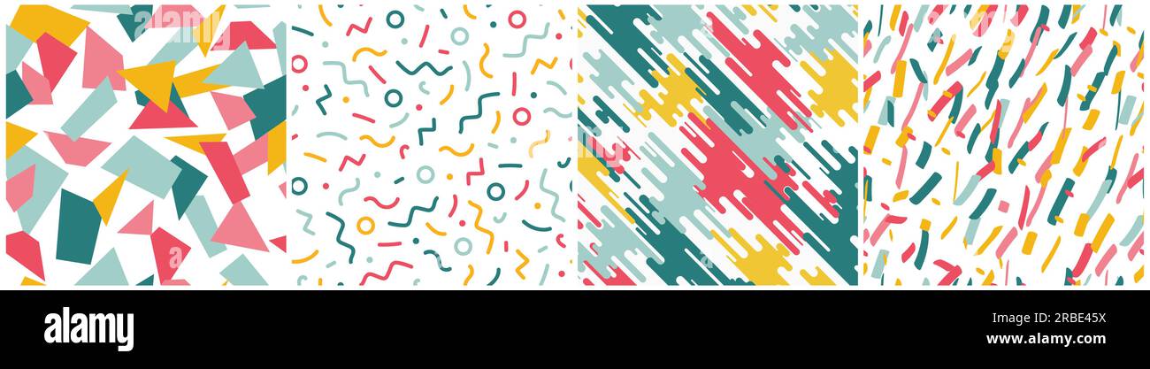 Set of bright trendy seamless colorful patterns. Vibrant stylish ...