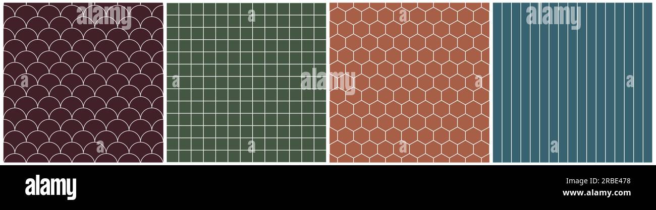 Set of seamless simple patterns - elegant colorful geometric design ...