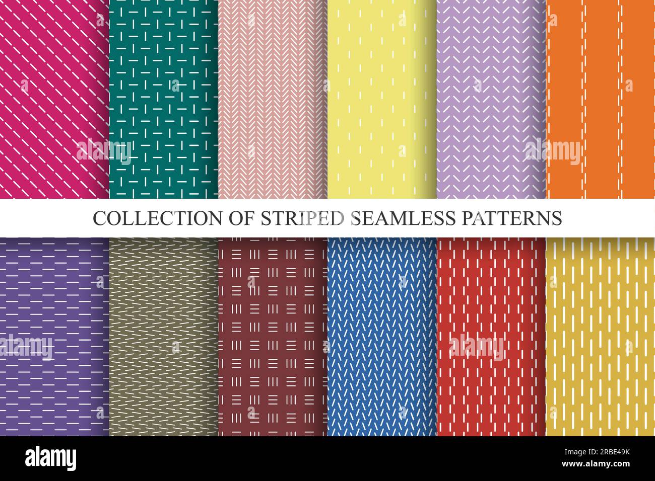 Collection of minimalistic striped seamless patterns. Bright colorful ...