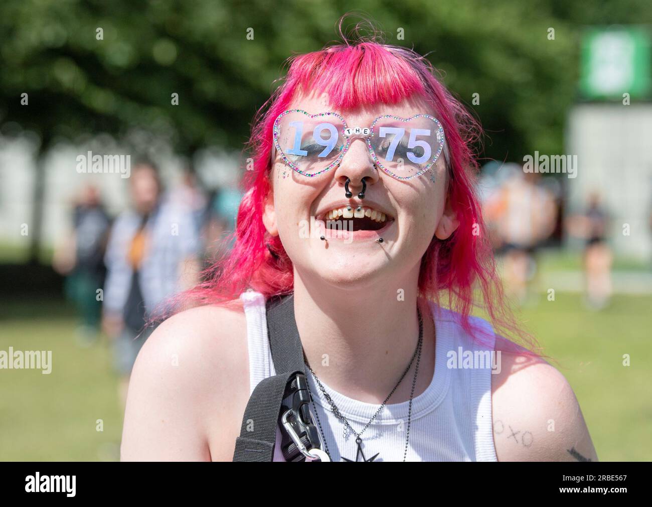 Festival goers arrive at the Trnsmt Festival at Glasgow Green in ...