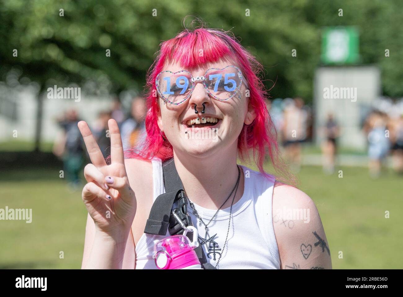 Festival goers arrive at the Trnsmt Festival at Glasgow Green in ...
