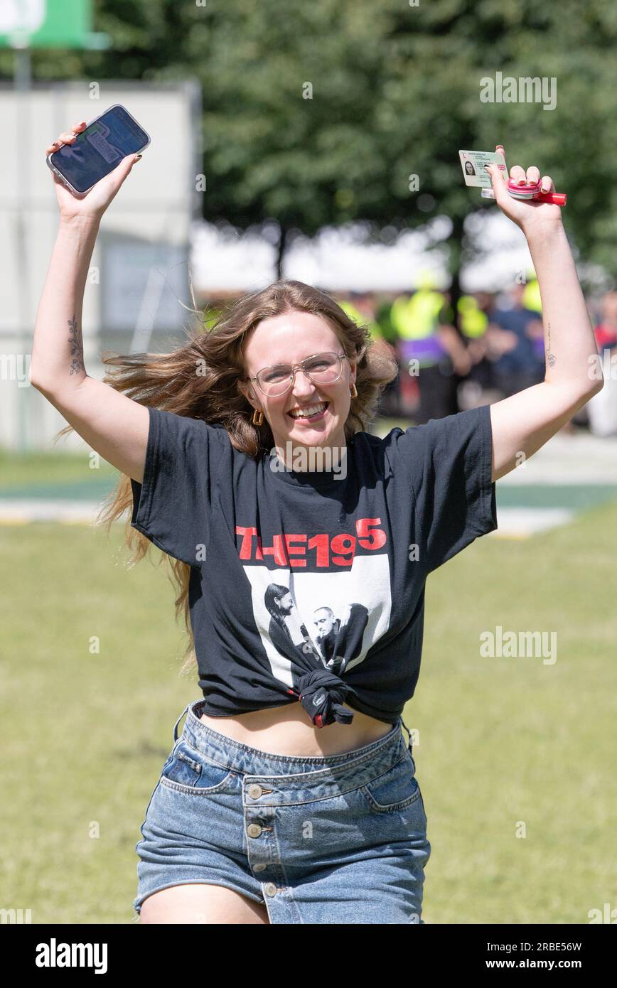 Festival goers arrive at the Trnsmt Festival at Glasgow Green in ...