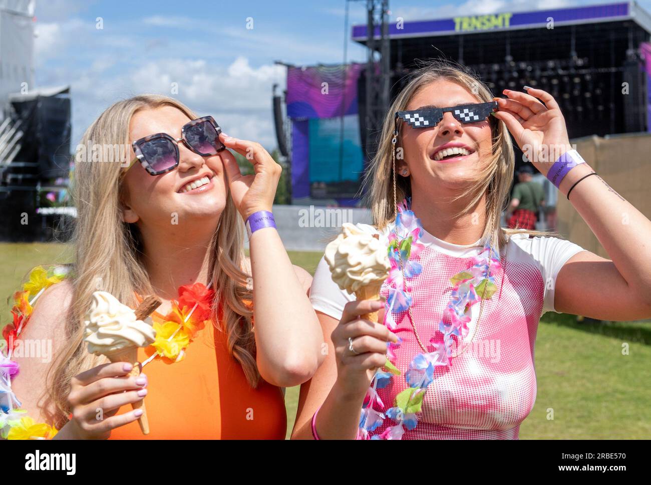 Festival goers arrive at the Trnsmt Festival at Glasgow Green in ...