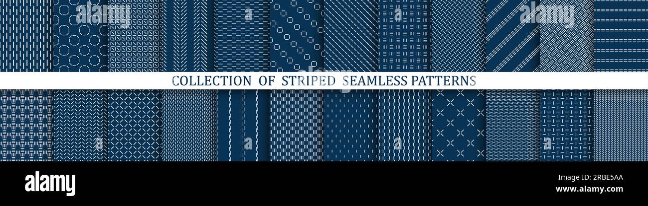 Collection of minimalistic seamless patterns. Blue textile endless ...