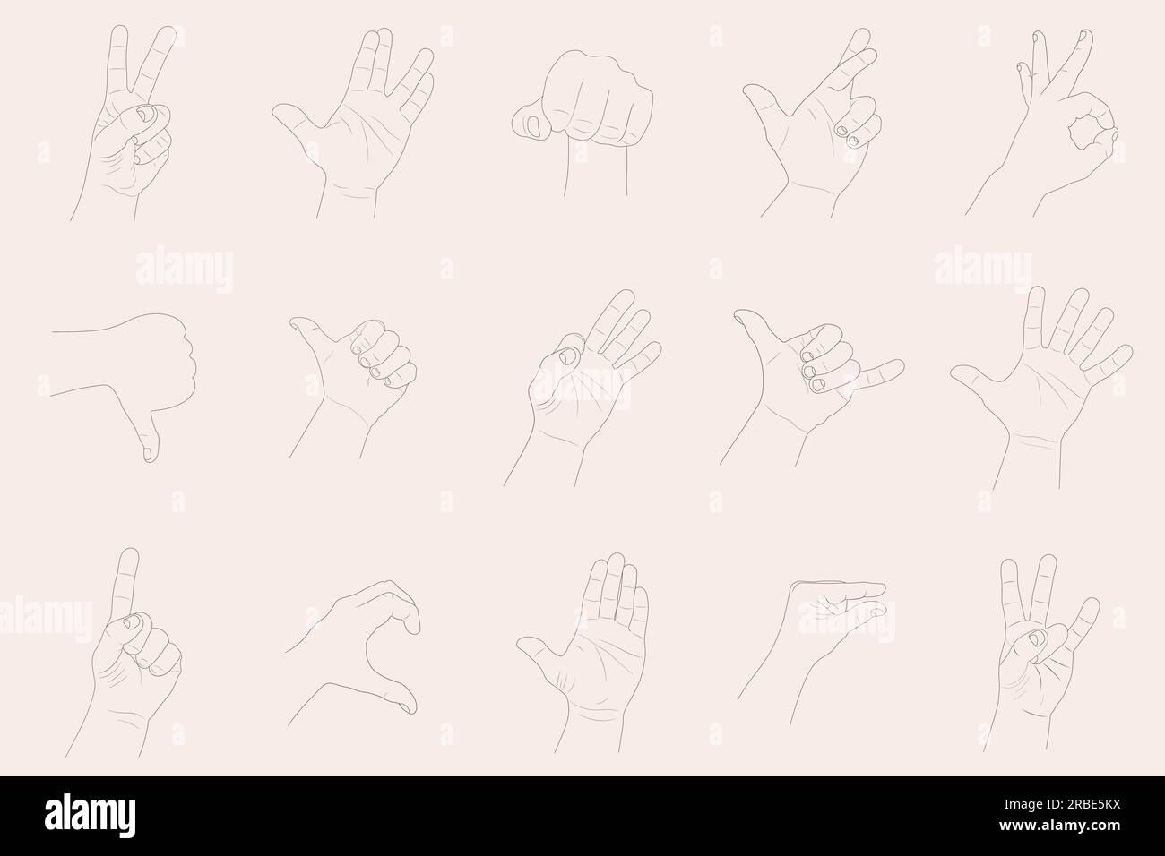 Collection of drawn hand gestures. Human arms in outline style ...