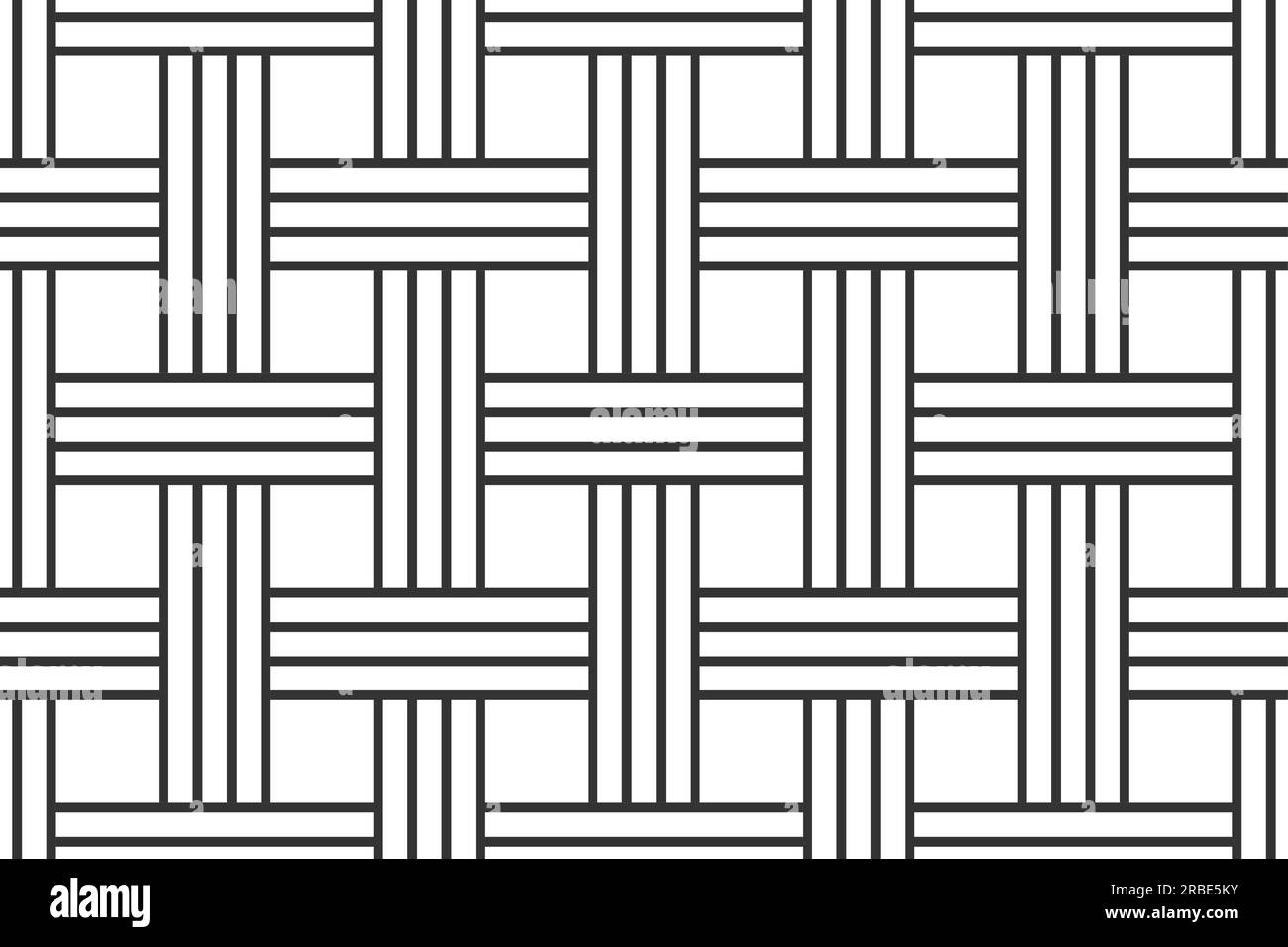 Vector Seamless Geometric Weave Pattern Repeatable Striped Background Monochrome Line Black