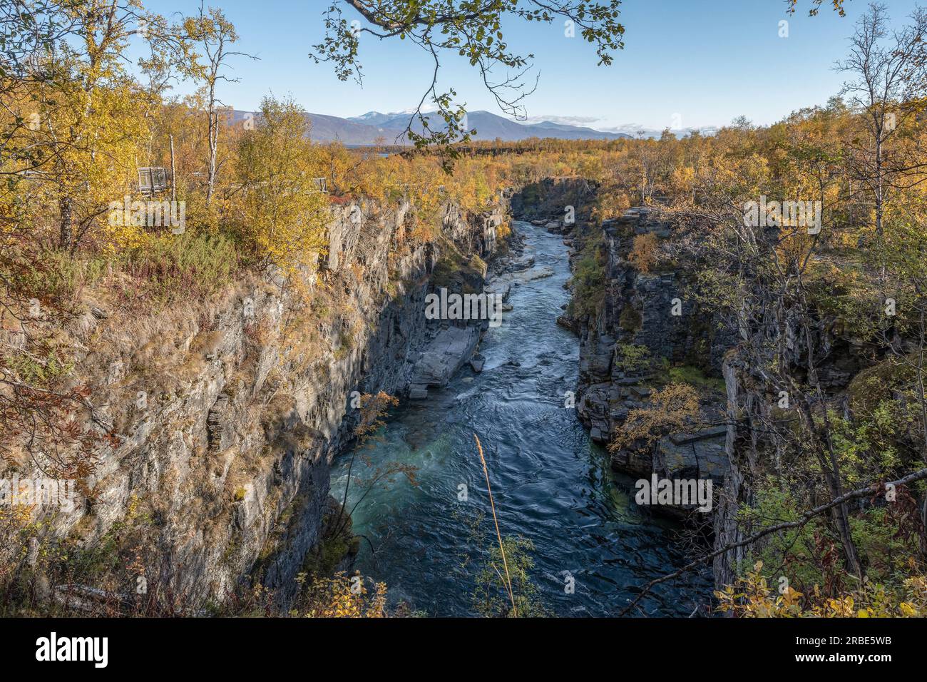 Autum Abisko Canyon River Abiskojakka National Park, Norrbottens ...