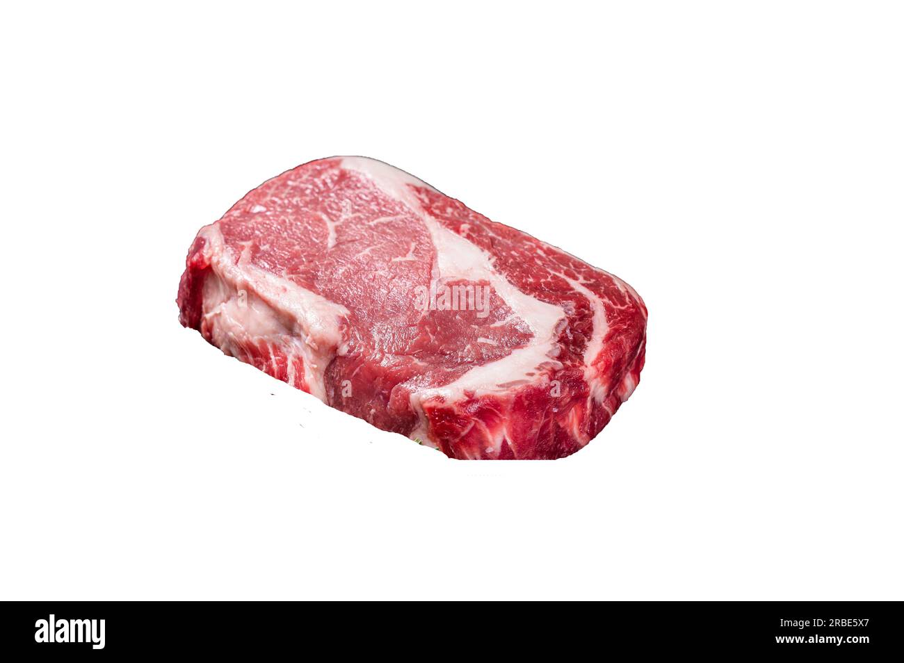 Rib eye, ribeye raw Steak, beef marbled meat with thyme and pink salt ...