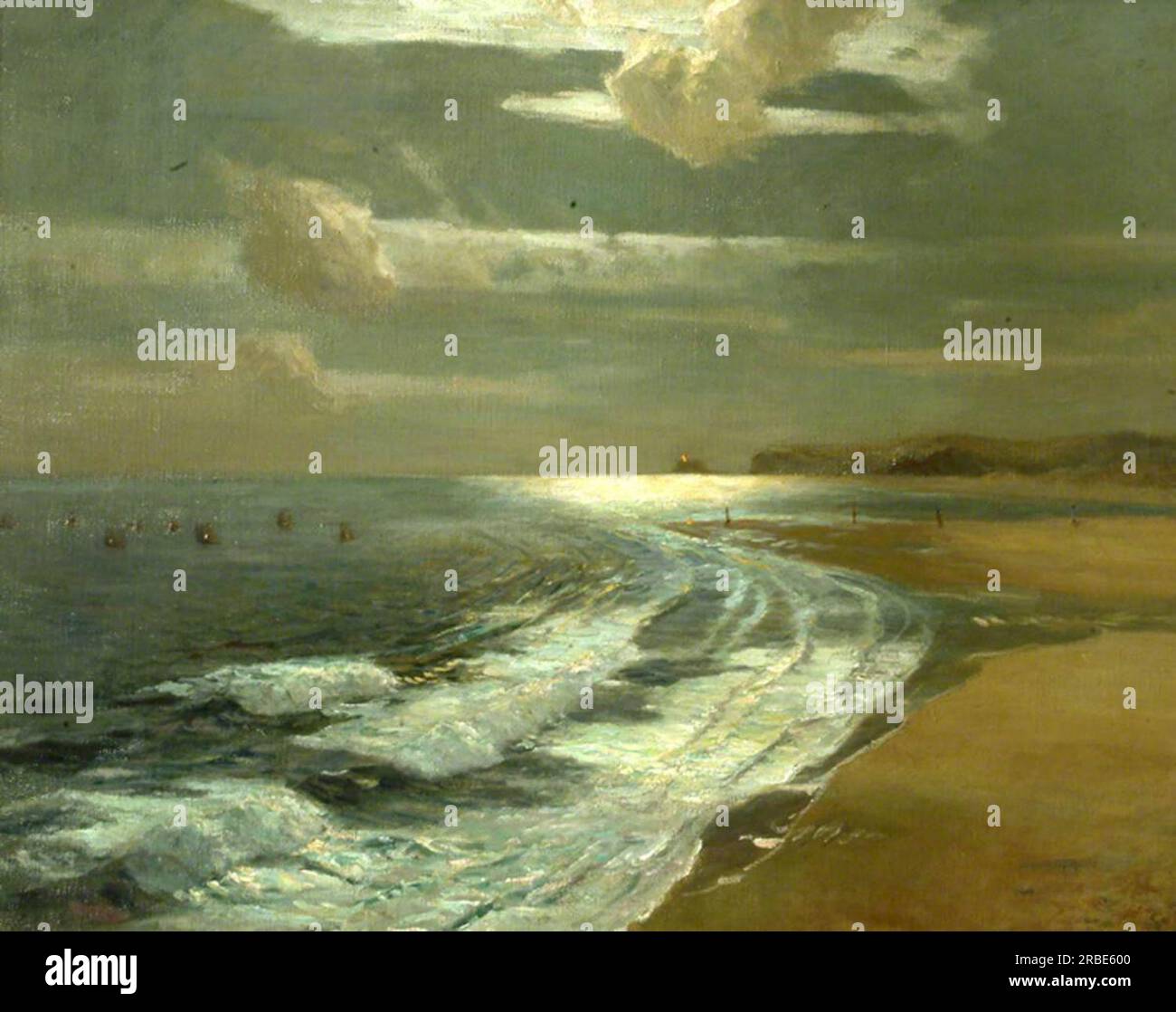 Silver Moonlight, St Ives Bay by Albert Julius Olsson Stock Photo - Alamy