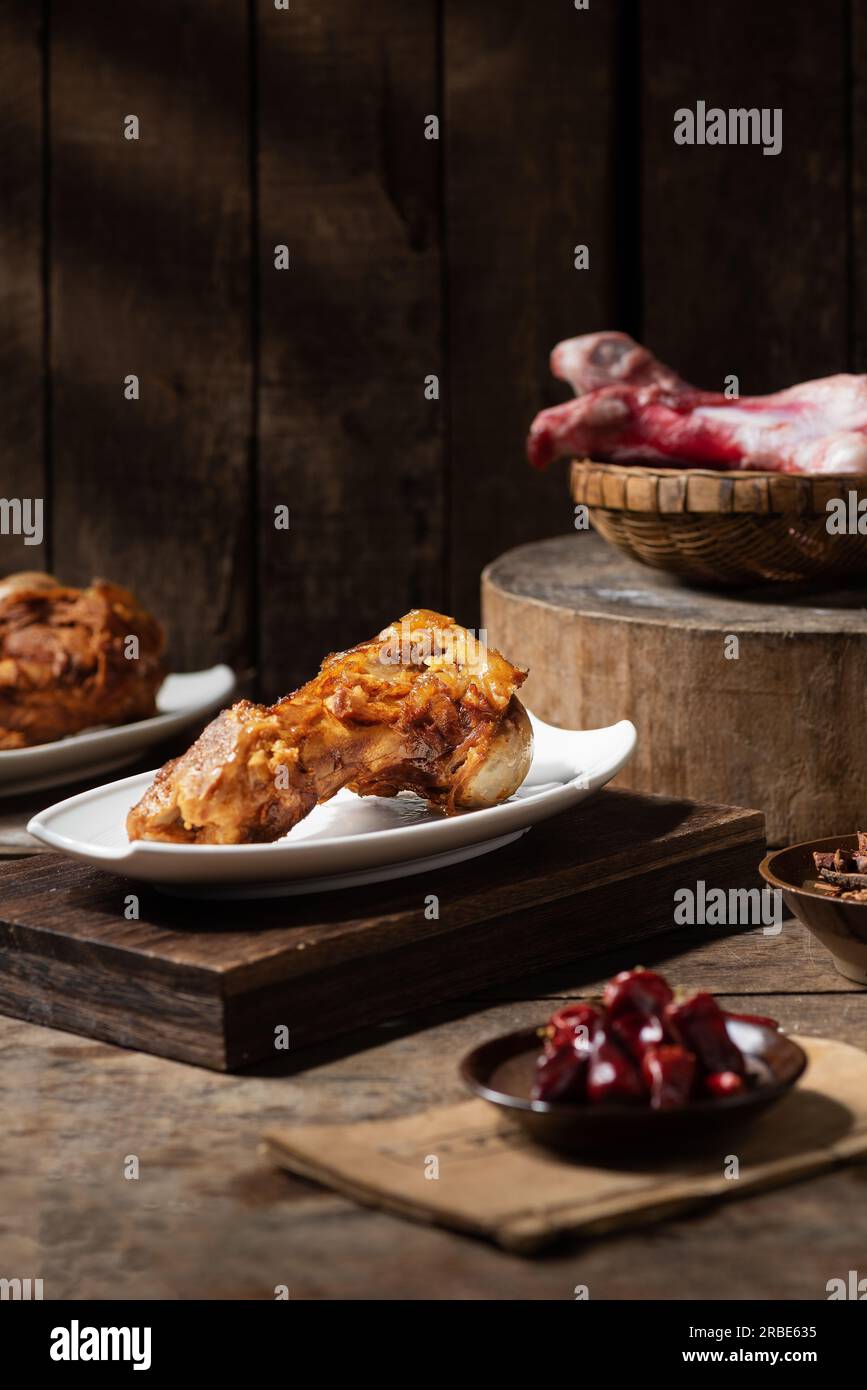 Chinese Recipe: Big Bone in brown source，Braised Big Bones Stock Photo ...