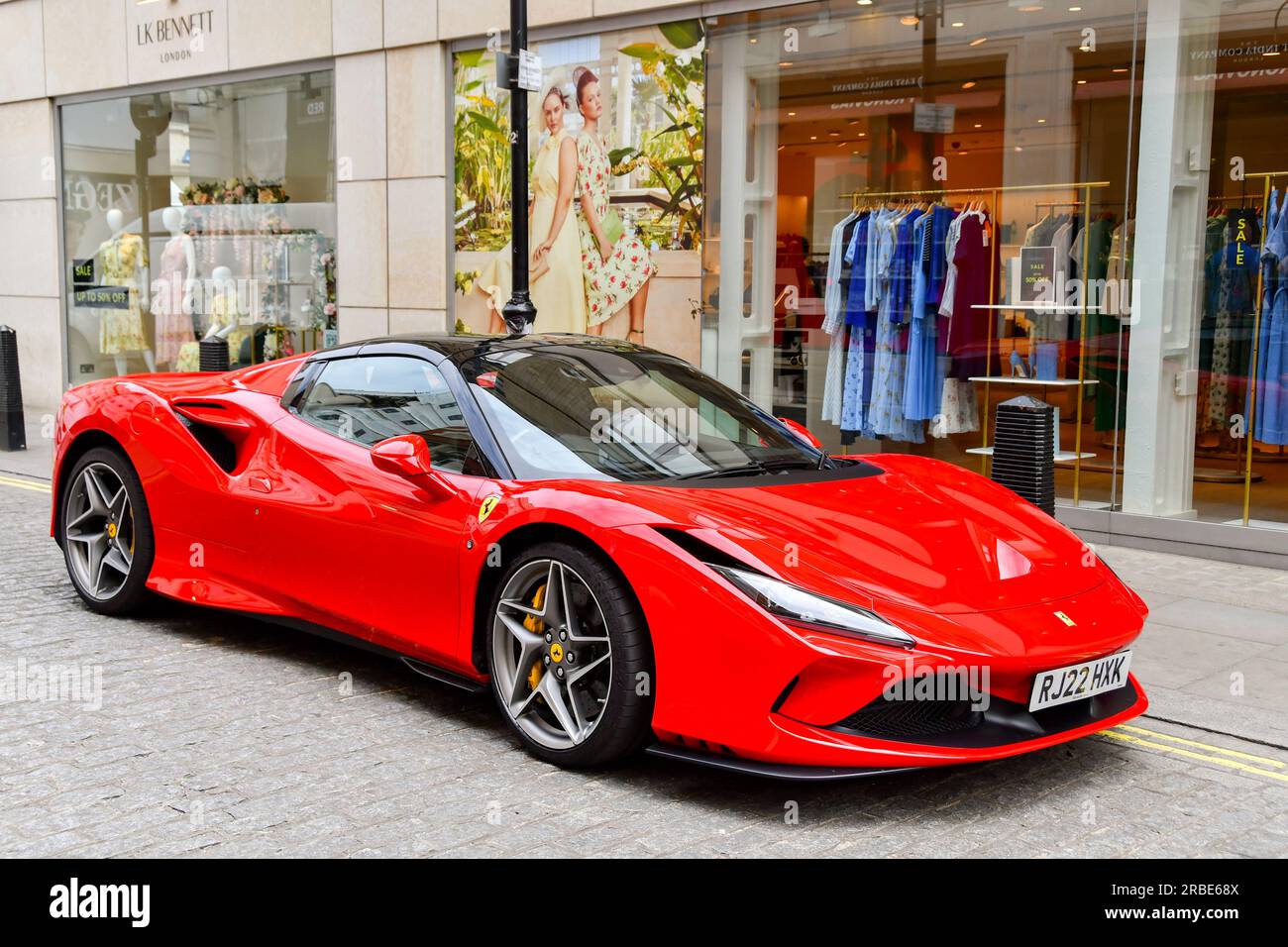 London, England, UK - 27 June 2023: Ferrari F8 Spyder supercar parked ...