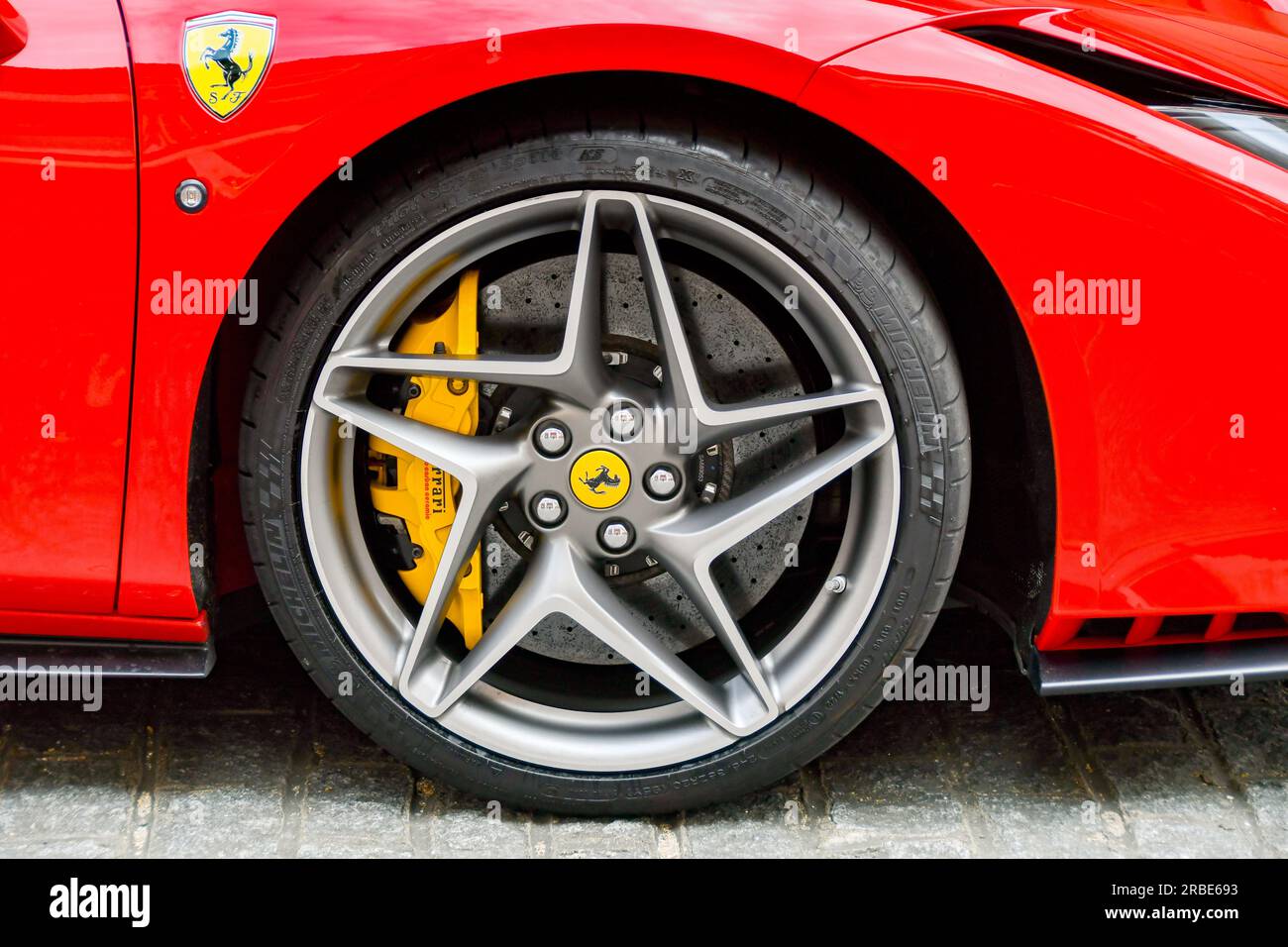 London, England, UK - 27 June 2023: Close up view of the wheel and ...