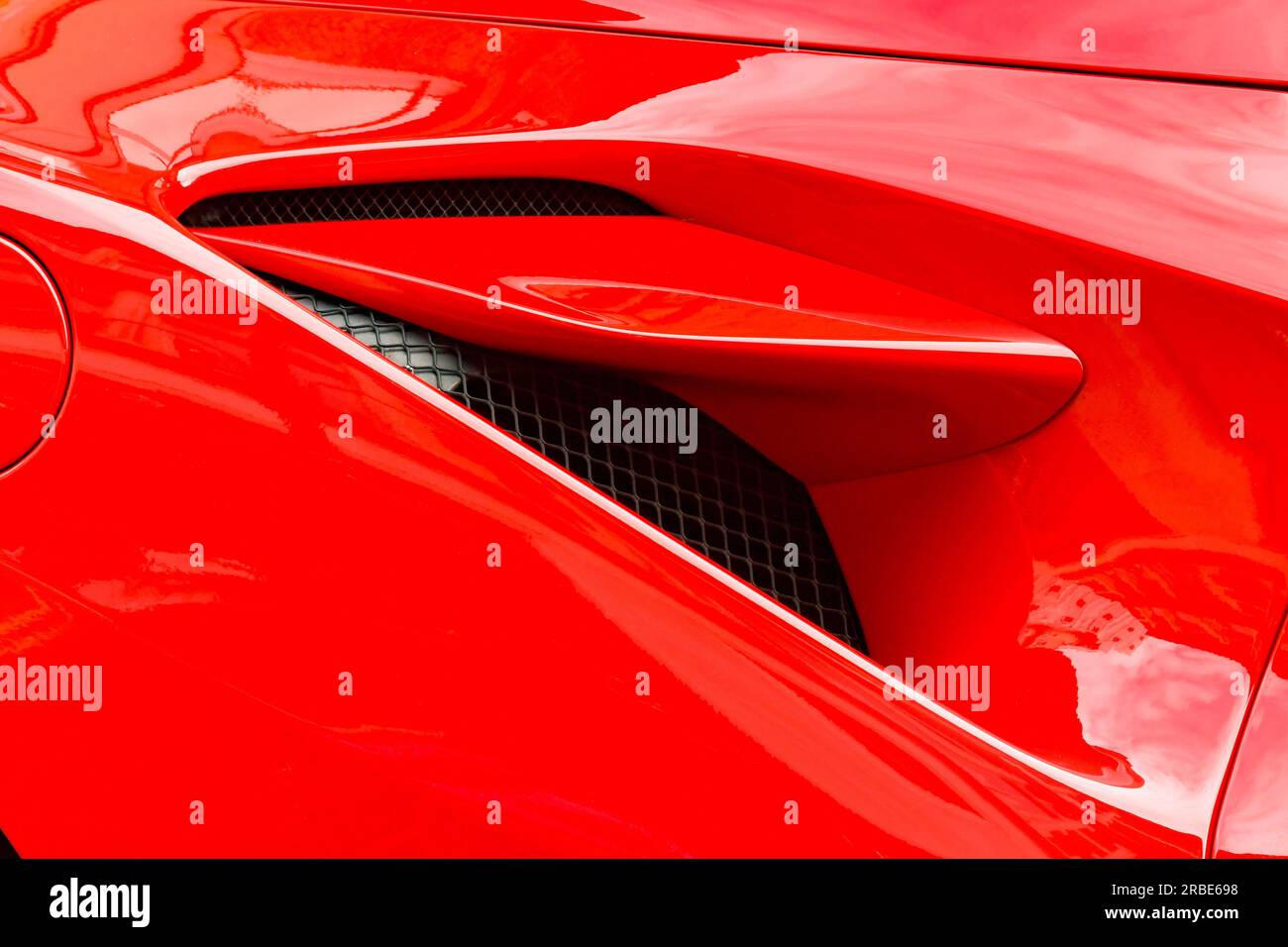 London, England, UK - 27 June 2023: Close up view of the air intake on ...