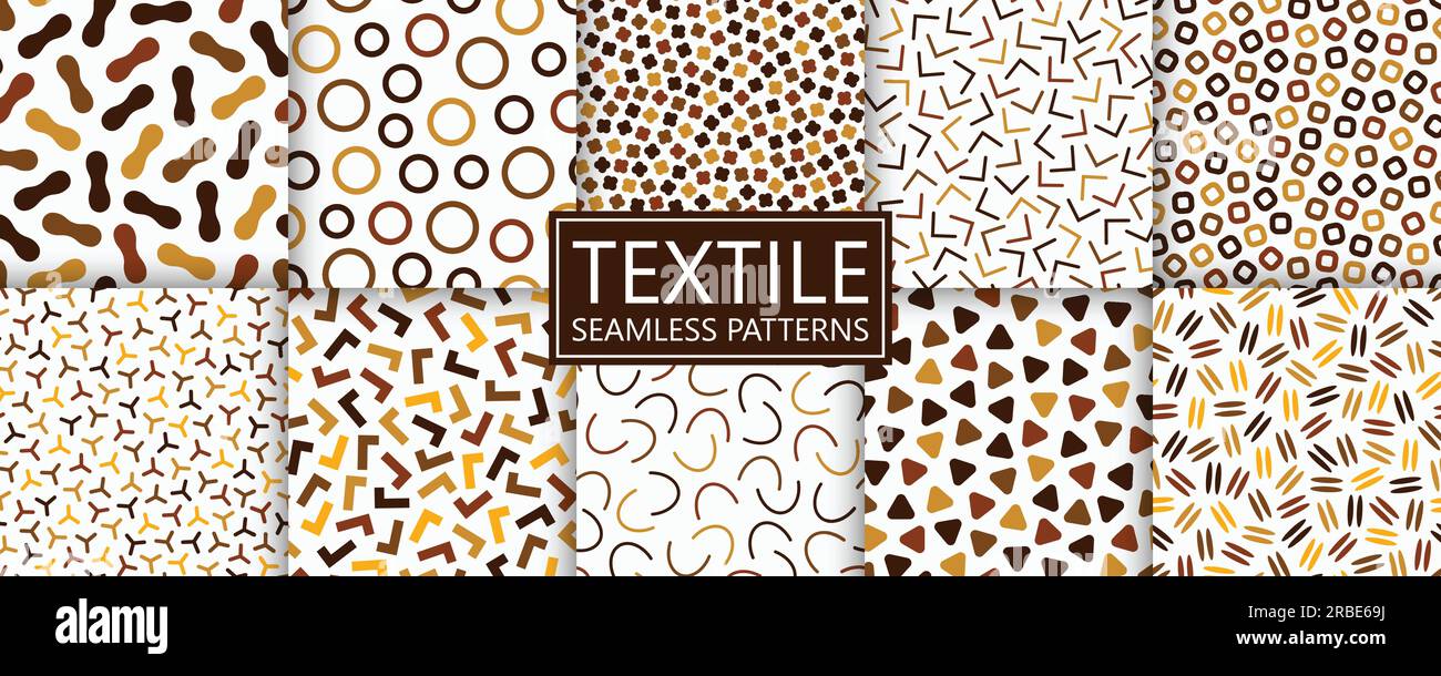 Set of vector seamless patterns with colorful mosaic shapes. Trendy ...