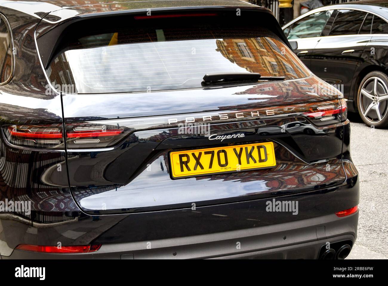 London, England, UK - 27 June 2023: Rear view of a Porsche Cayenne car ...