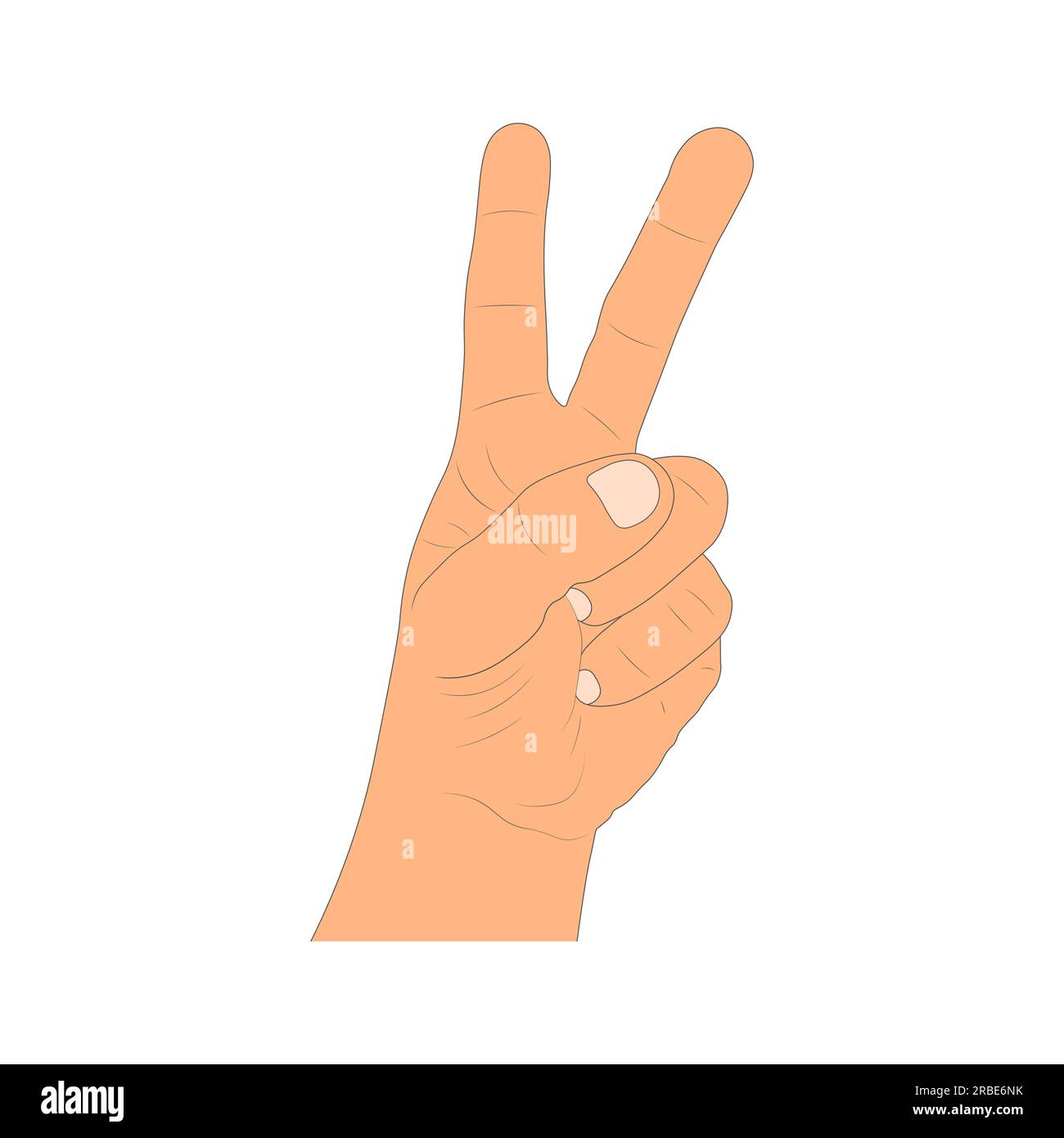 Human arm with two fingers up. Symbol of victory and peace. Isolated ...