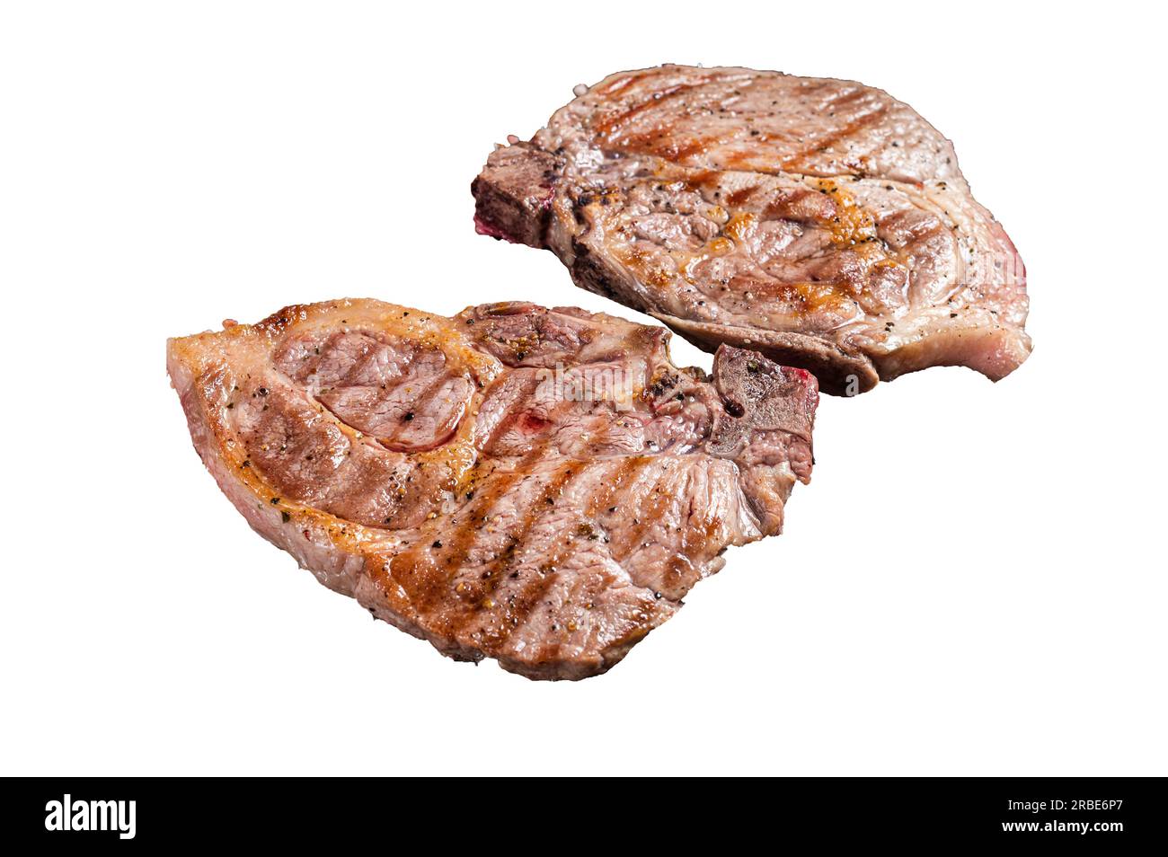 BBQ Grilled Pork loin steaks from neck fillet meat on grill. High ...