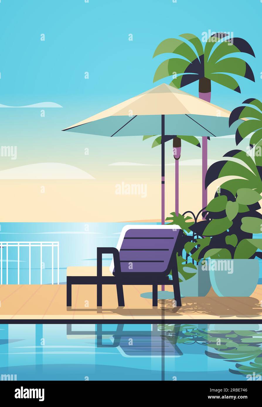 tropical luxury resort hotel beach swimming pool and poolside seating ...