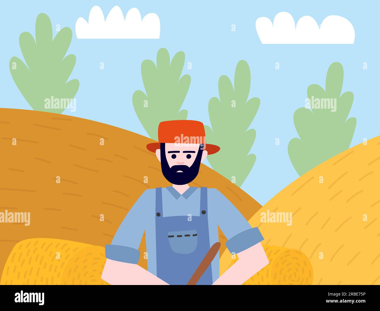 Vector farmer in uniform collecting hay Stock Vector Image & Art - Alamy