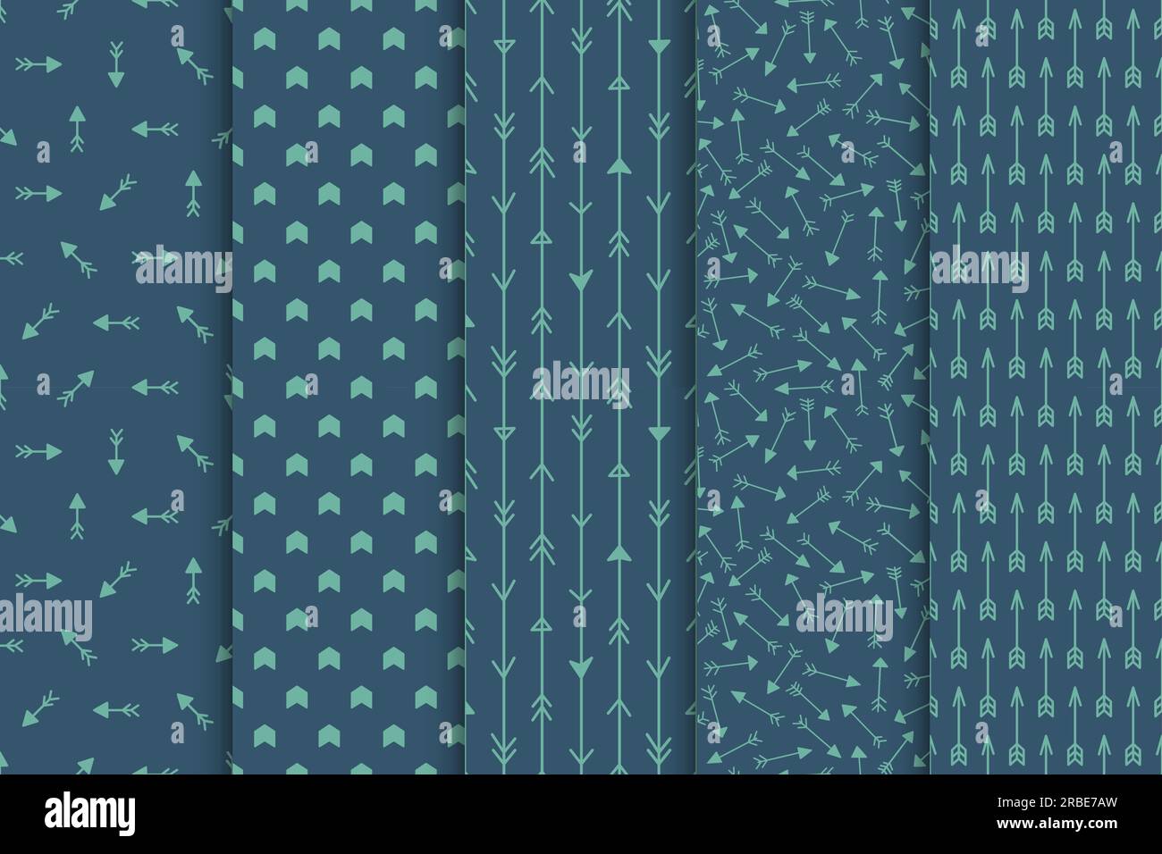Collection of vector seamless arrows patterns. Hand drawn blue ...