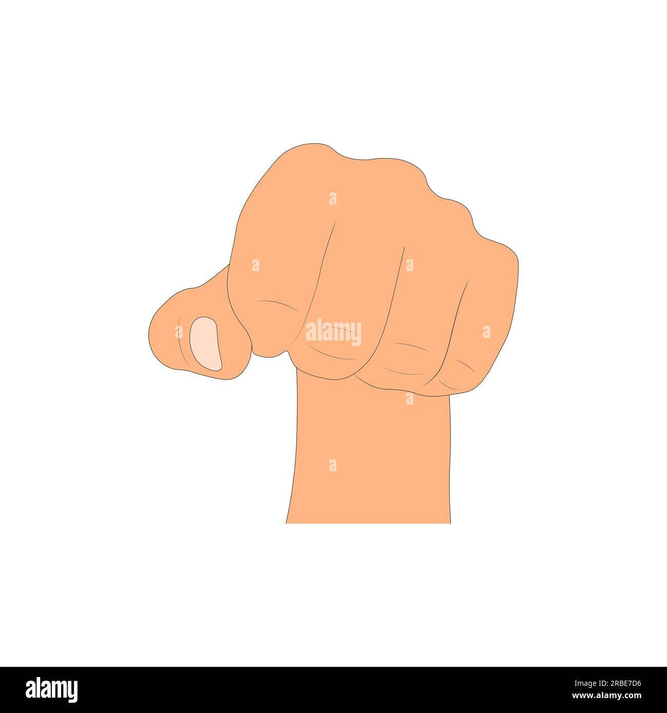 Drawing cartoon human arm isolated on white background. Drawn hand fist ...