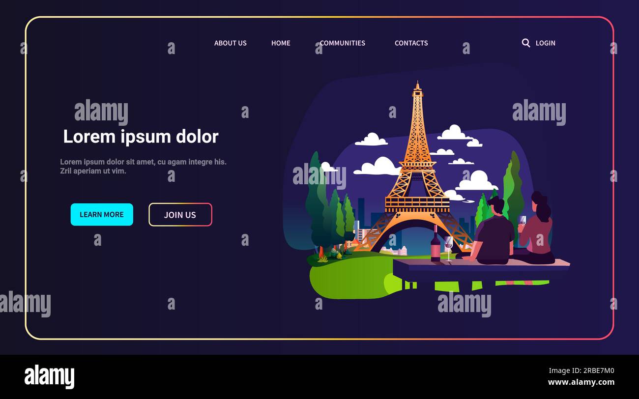 couple drinking wine and relaxing near famous landmark in travel ...