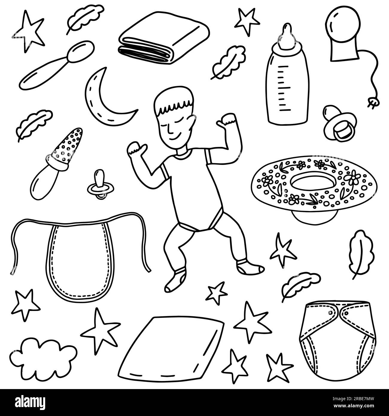 Doodle nursery baby elements set Stock Vector Image & Art - Alamy