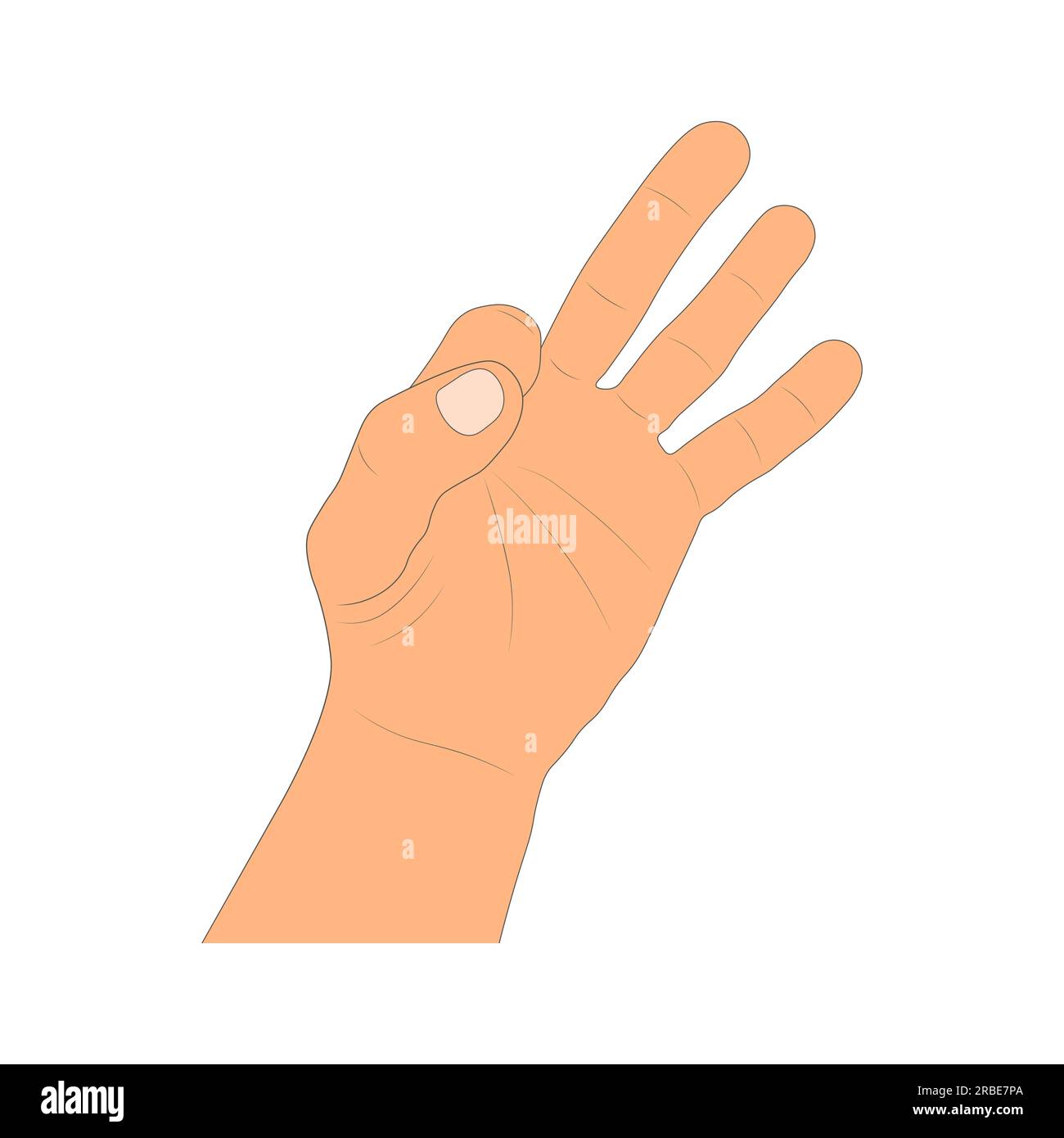 Drawing cartoon human arm isolated on white background. Drawn hand ...