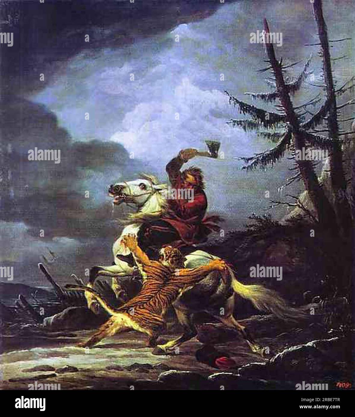 Cossack Fighting off a Tiger 1811 by Alexander Orlowski Stock Photo - Alamy