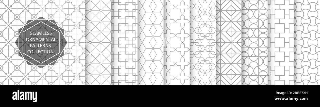 Collection Of Seamless Geometric Ornamental Vector Patterns Elegant Repeatable Oriental