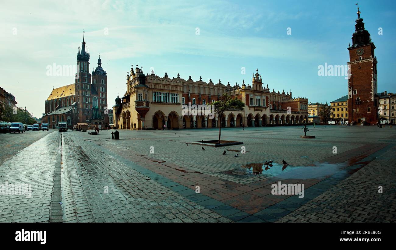 Cloth rows on Rynok Square Main and St. Mary's Church and the Town Hall ...