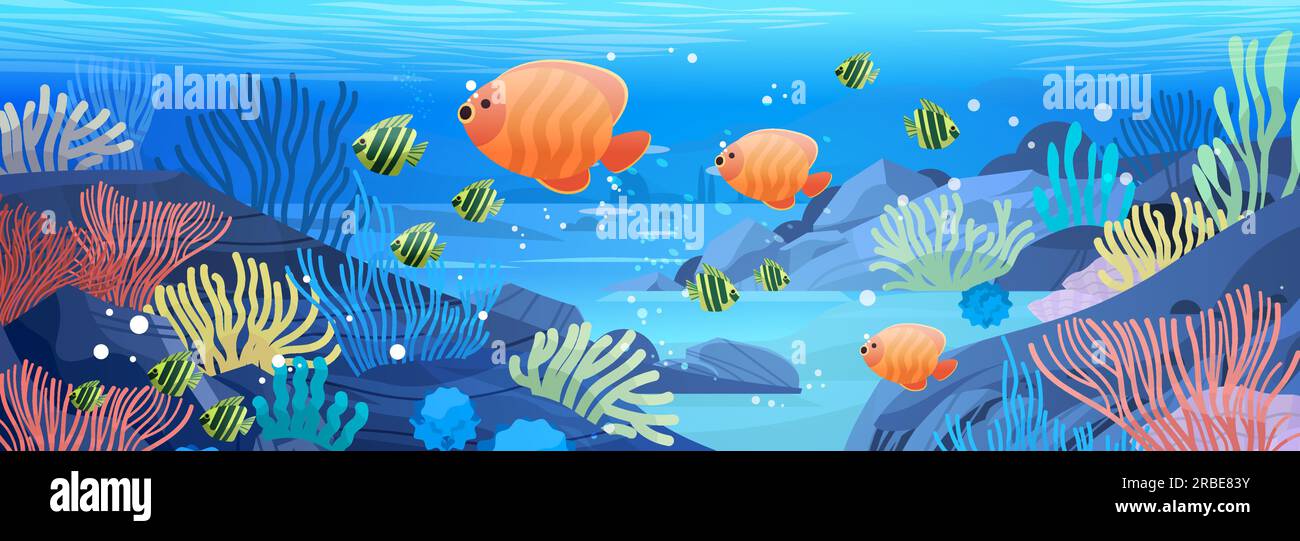 sea or ocean marine fauna with fish and coral reef underwater ...