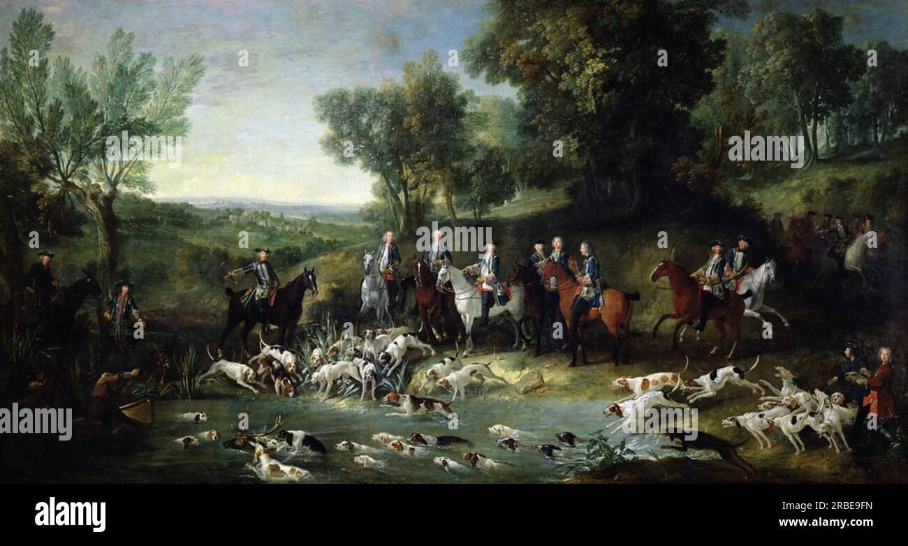 Louis XV (1710-1774) Stag Hunting in the Forest at Saint-Germain 1730 ...