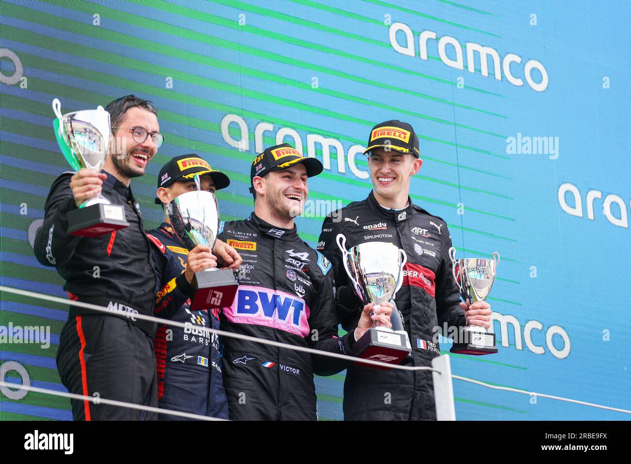 podium MARTINS Victor (fra), ART Grand Prix, Dallara F2, POURCHAIRE ...
