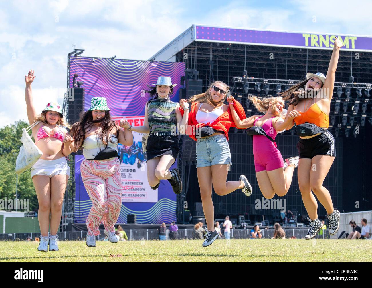 Festival goers arrive at the TRNSMT Festival at Glasgow Green in ...