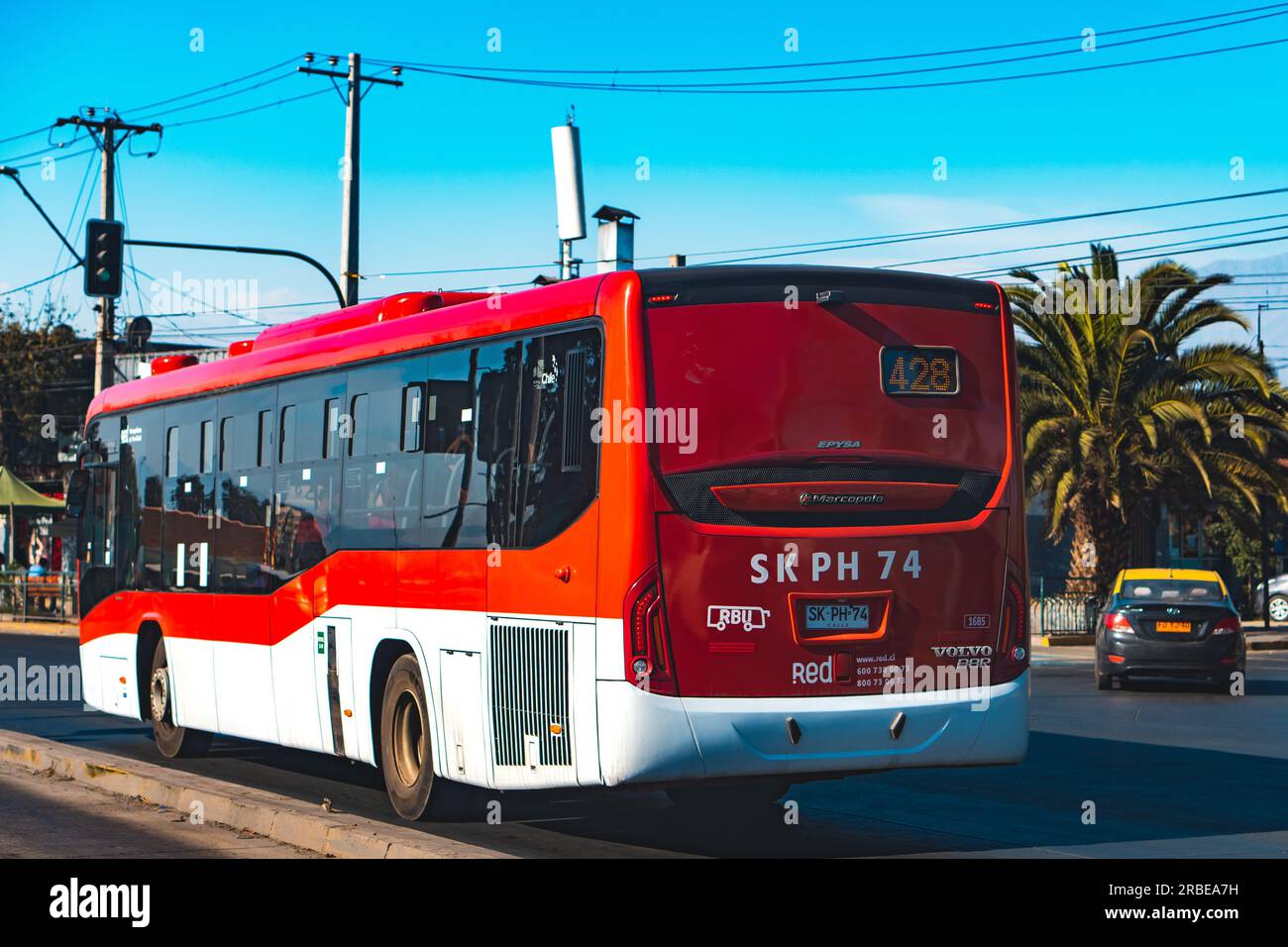 Santiago, Chile - March 29 2023: A public transport Transantiago, or ...