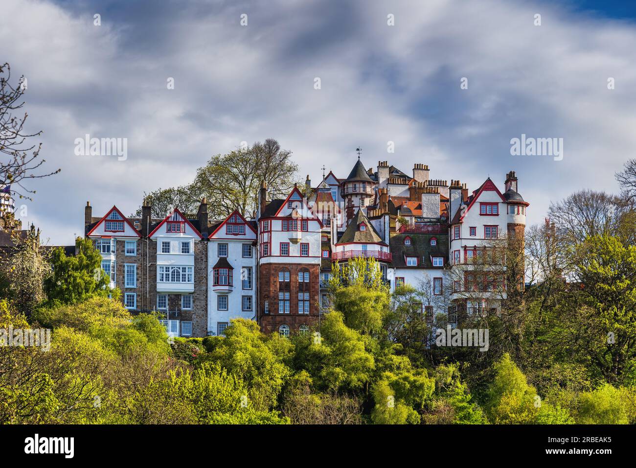 Ramsay Garden houses in city of Edinburgh in Scotland, UK, historic ...
