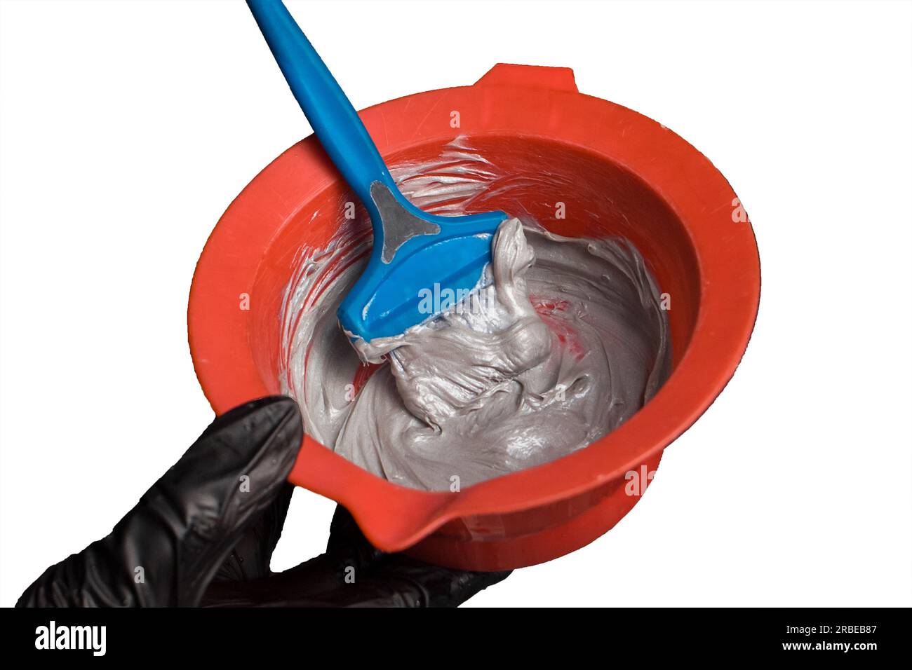 Close-up dye mixing tank hair dye dyeing process feminine beauty and ...