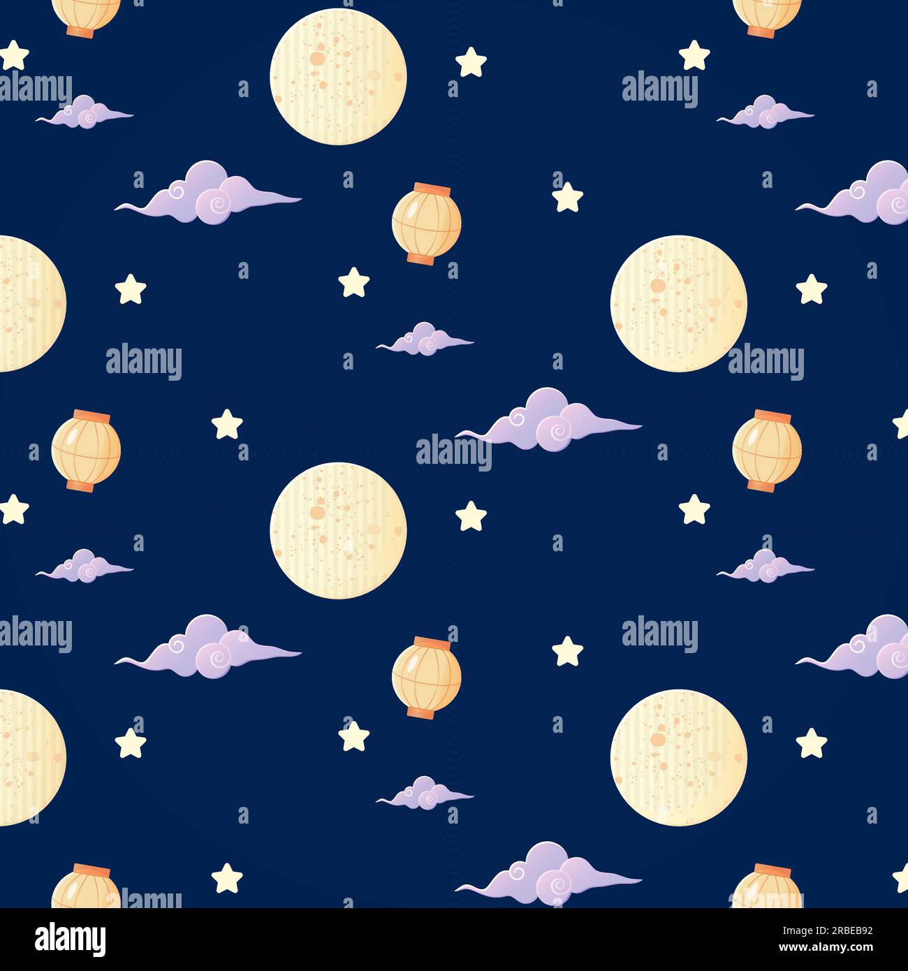 Seamless Mid-Autumn Festival pattern mooncake and lantern Stock Vector ...