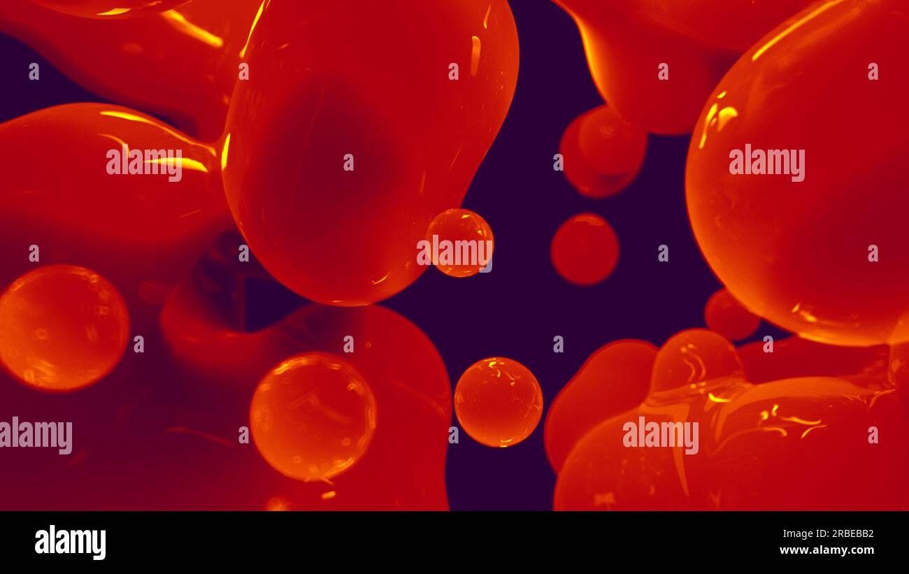 lava lamp glossy red slight wax forms float - abstract 3D illustration ...