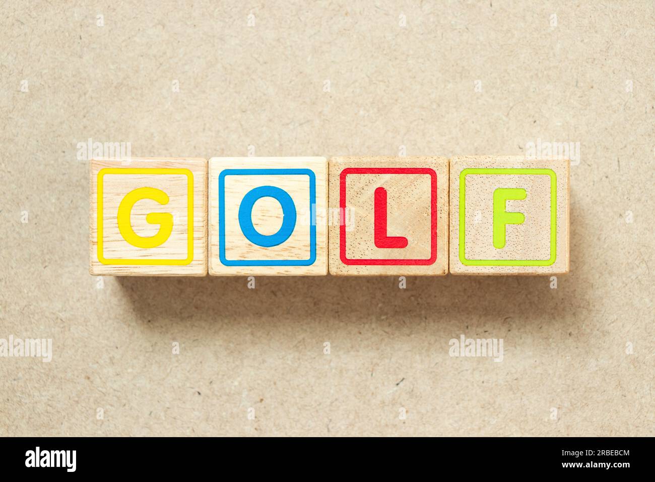 Wooden alphabet letter block in word golf on wood background Stock ...