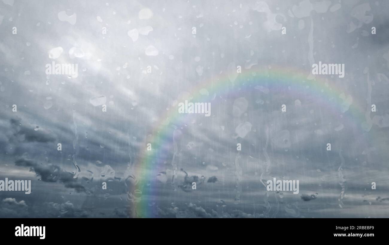 nice rainbow after the raining on clouds in the sky - photo of nature ...