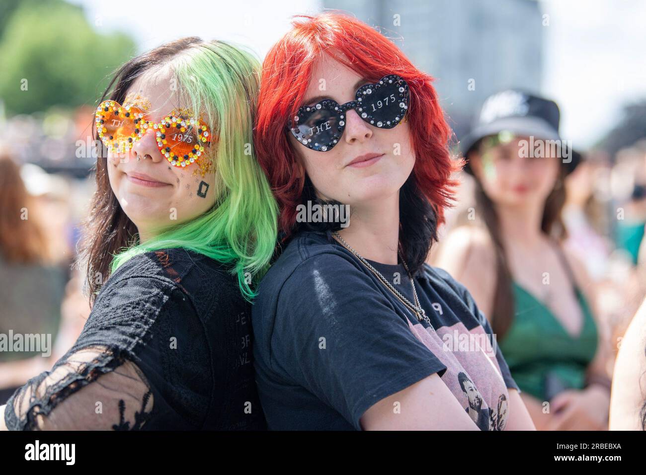 Festival goers watch Pale Waves performing on the main stage at the ...