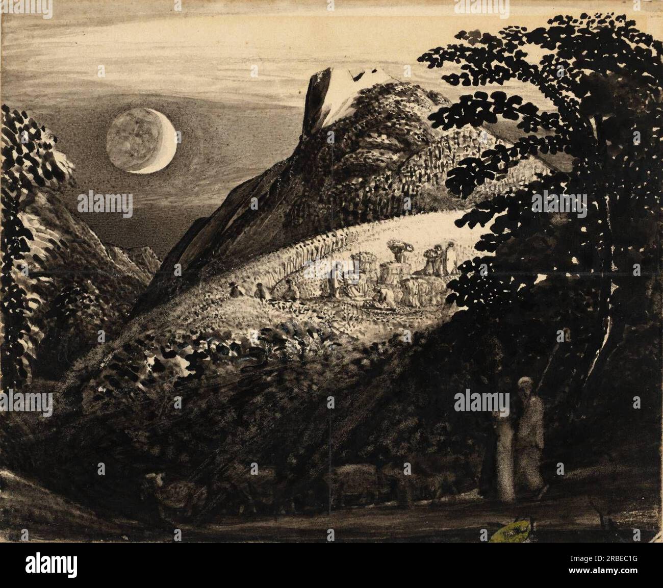 The Harvest Moon. Drawing for ‘A Pastoral Scene’ 1832 by Samuel Palmer ...